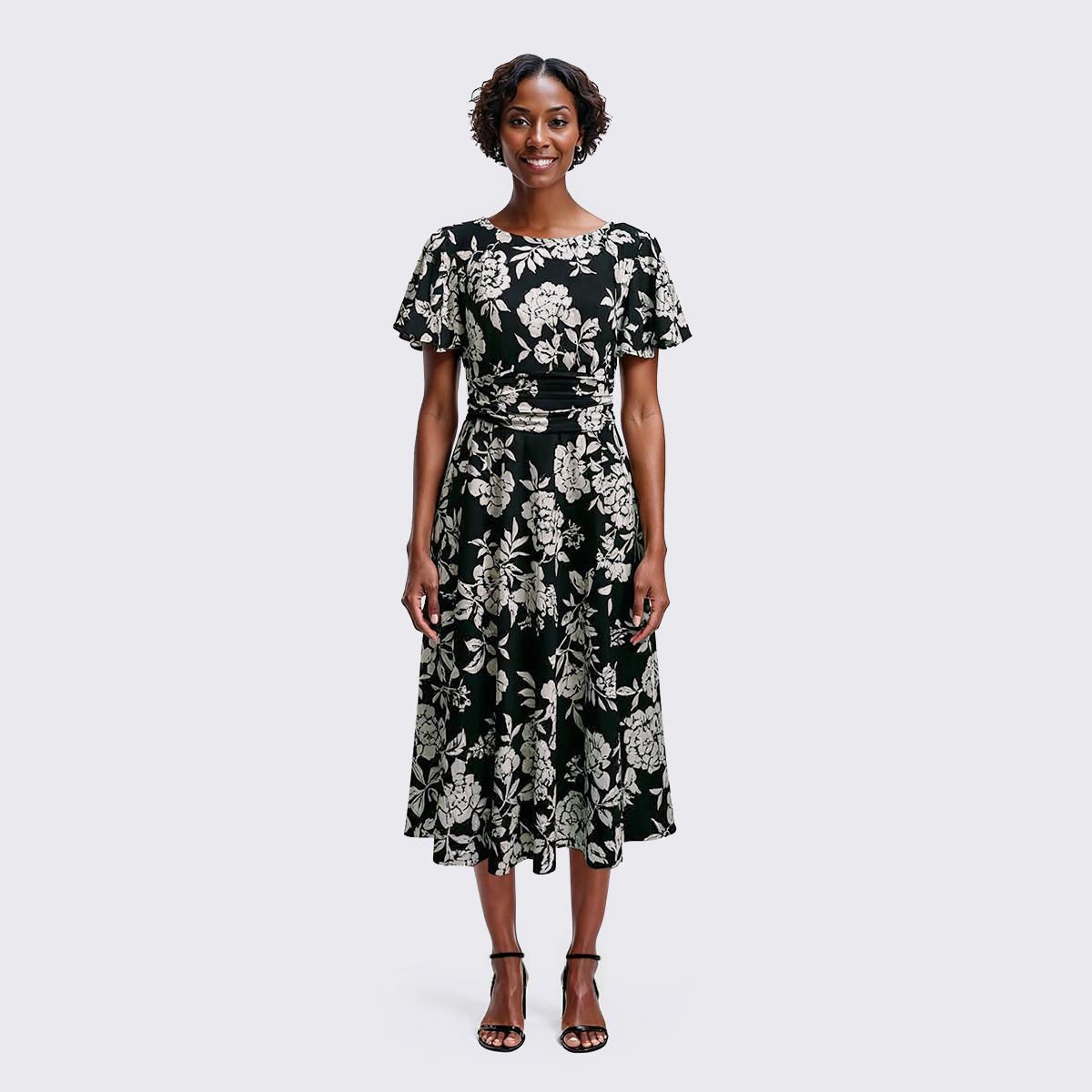 Click here for Womens Perceptions Flutter Sleeve Ruched Waist A-L... prices