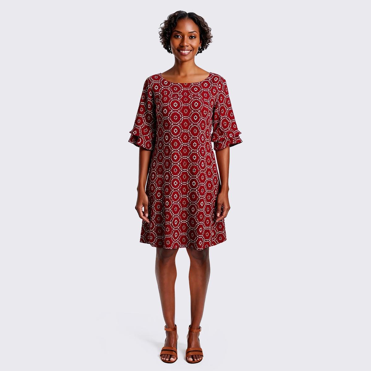 Click here for Womens Perceptions Double Ruffle Sleeve Medallion... prices