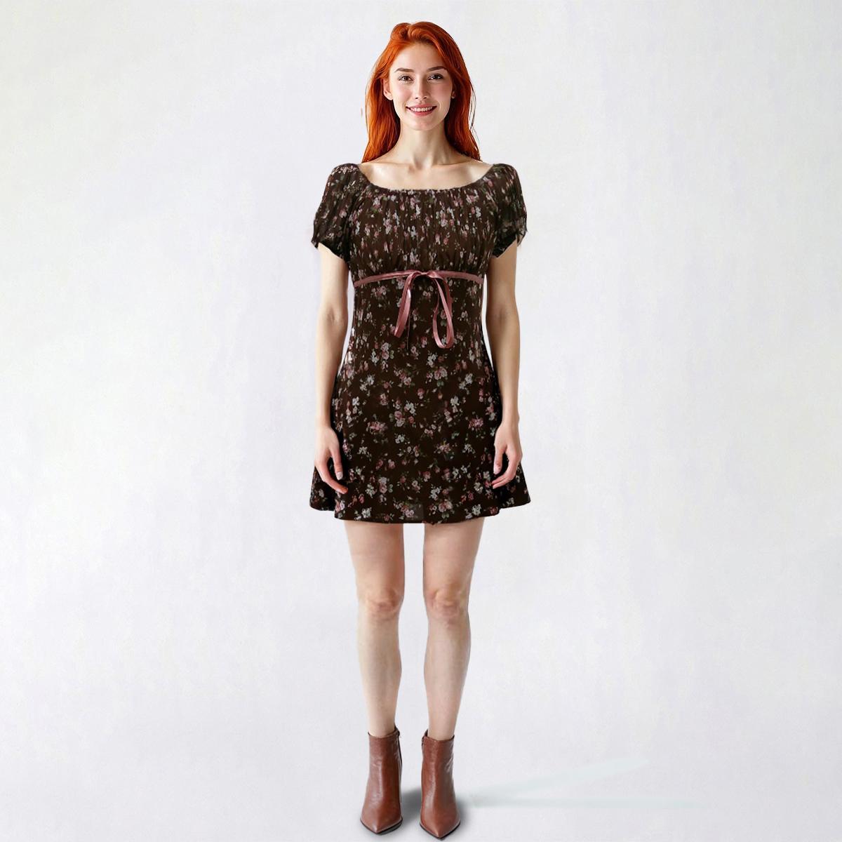 Click here for Juniors No Comment Floral Tie Front Empire Waist A... prices
