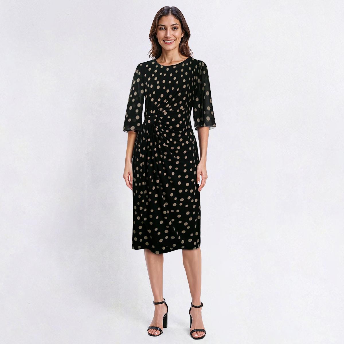 Connected Womens Butterfly-Sleeve Sheath Dress - Camel