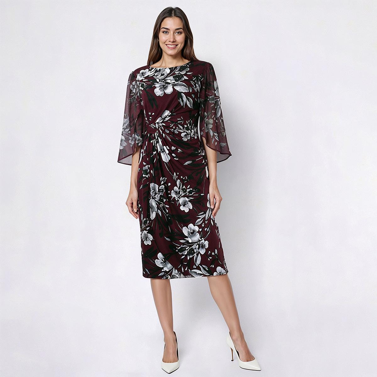 Click here for Petite Connected Apparel Sheer Wide Sleeve Floral... prices