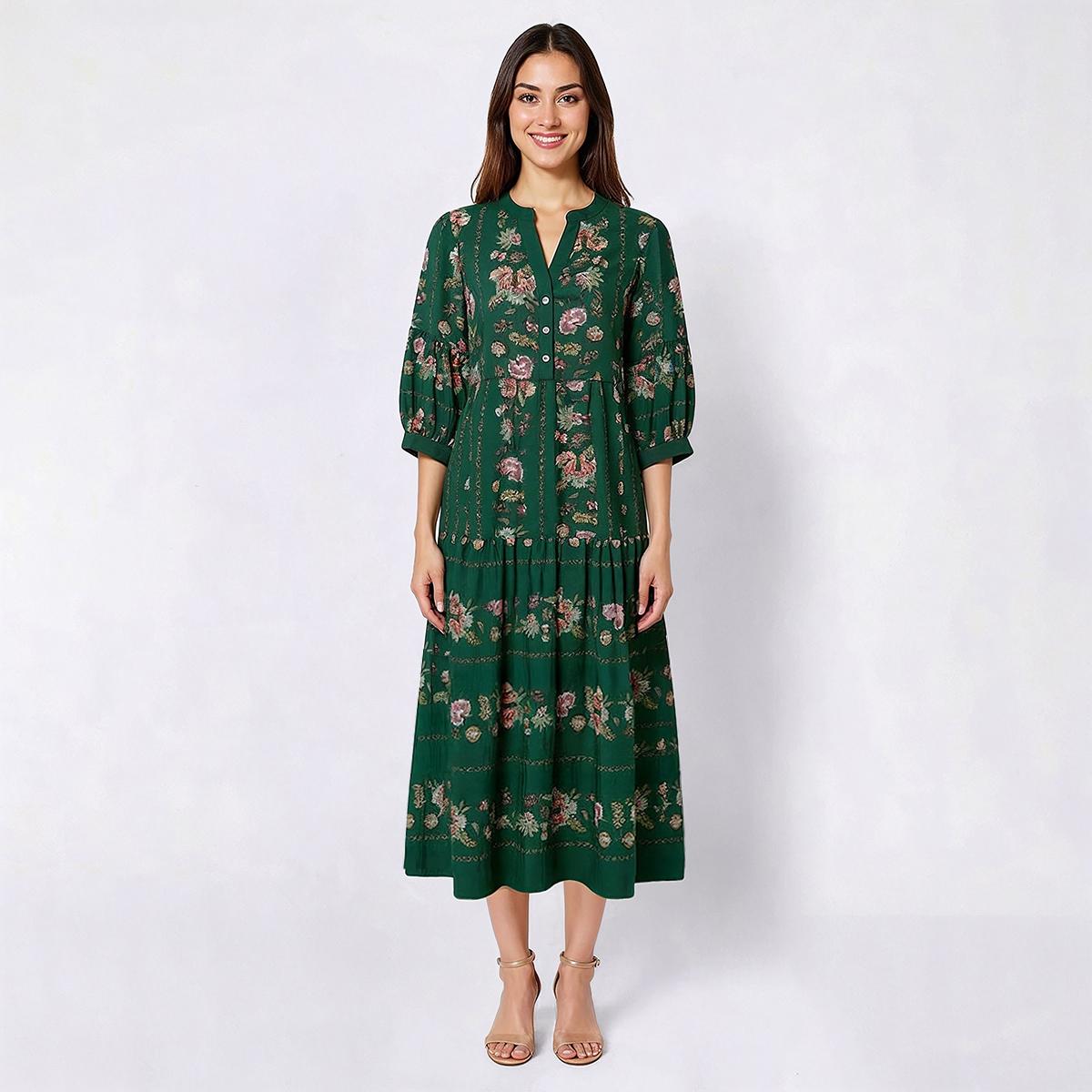 Click here for Womens Figueroa & Flower 3/4 Sleeve Tier Floral Mi... prices