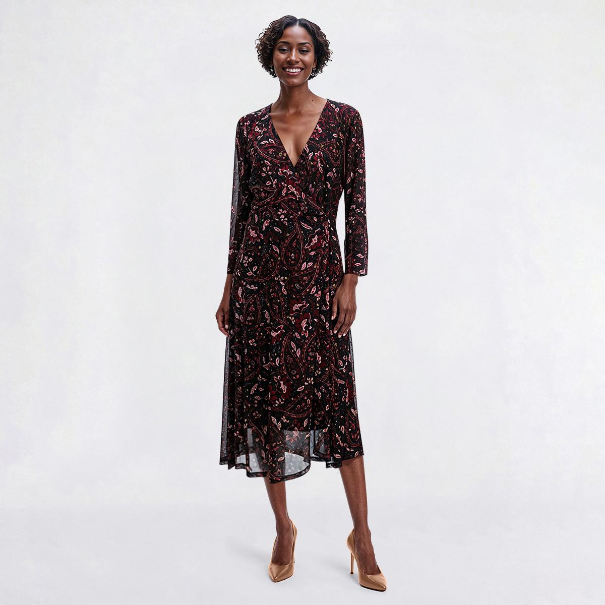 Click here for Womens Harper 241 3/4 Sleeve Paisley Floral Midi D... prices