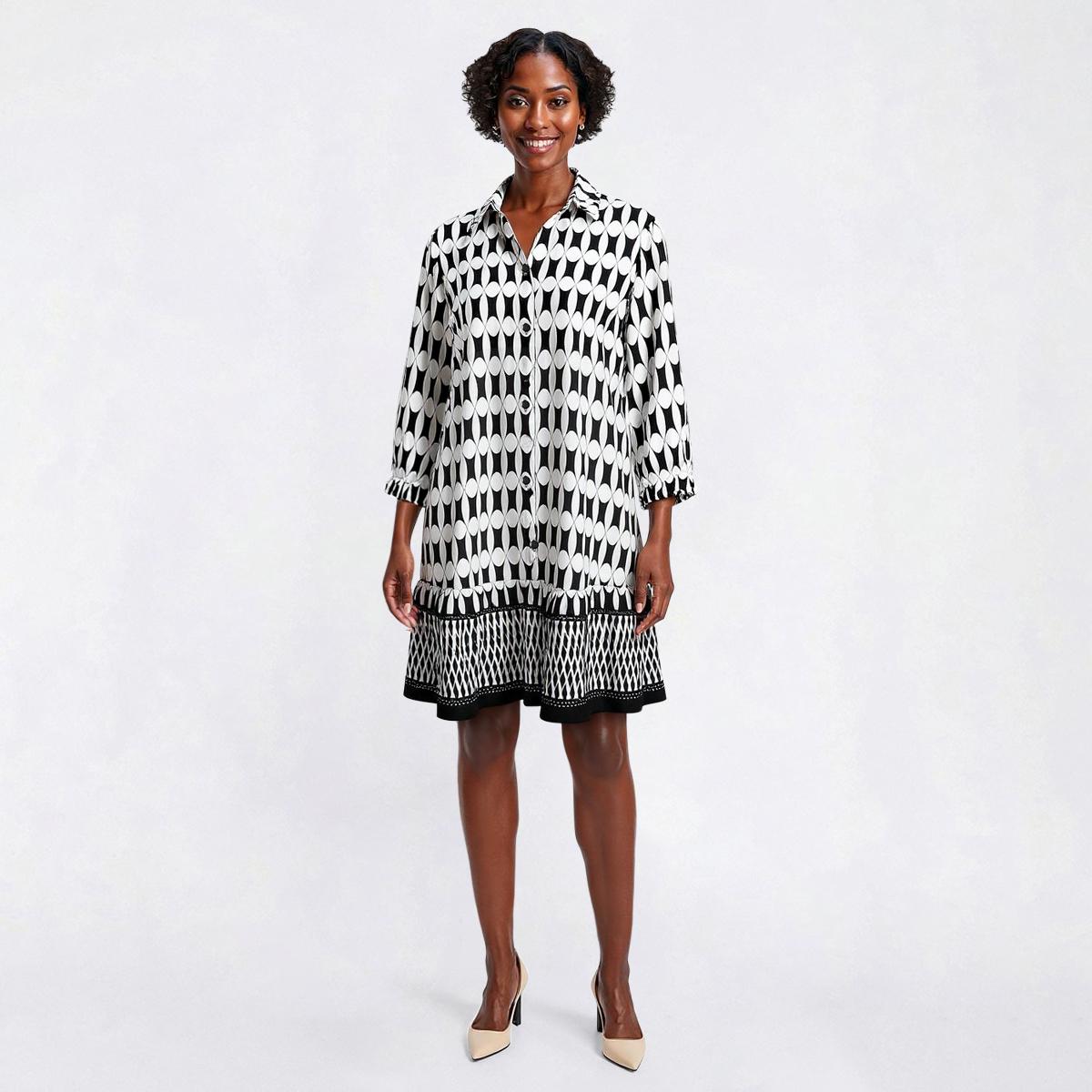 Click here for Womens Mlle Gabrielle 3/4 Sleeve Geometric Shirtdr... prices