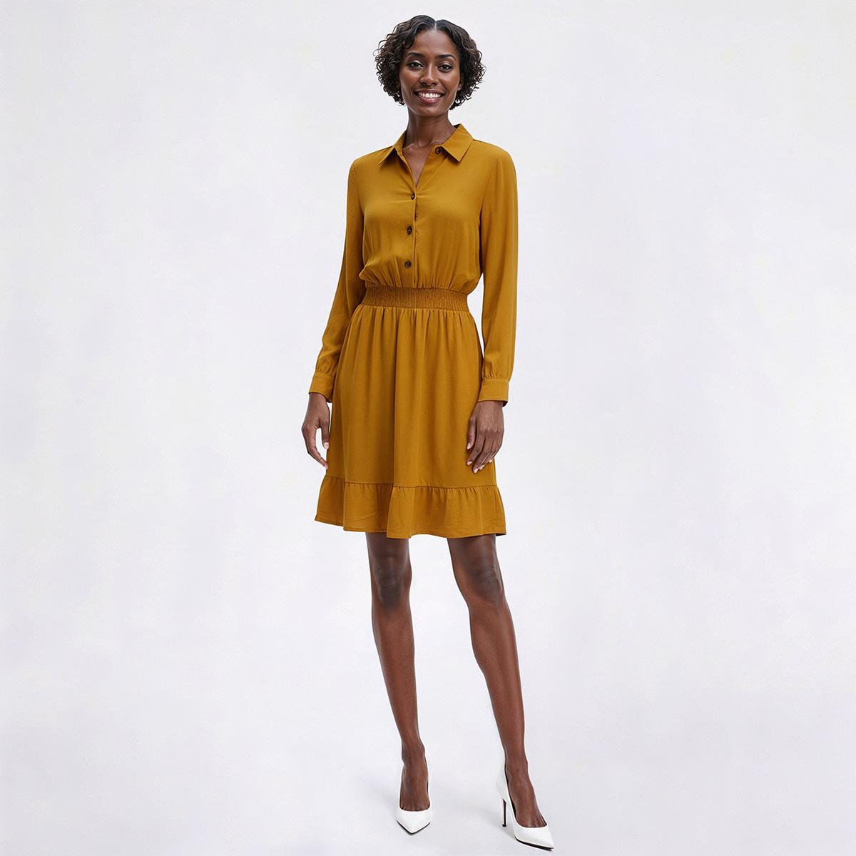 Click here for Womens Emma & Michele Long Sleeve Smock Waist A-Li... prices