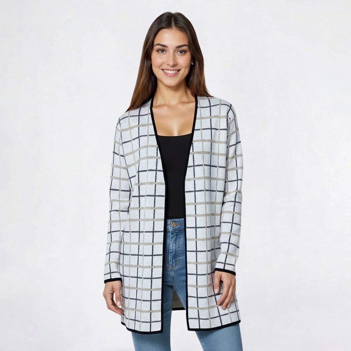 Click here for Womens Rafaella(R) Plaid Flyaway Cardigan prices