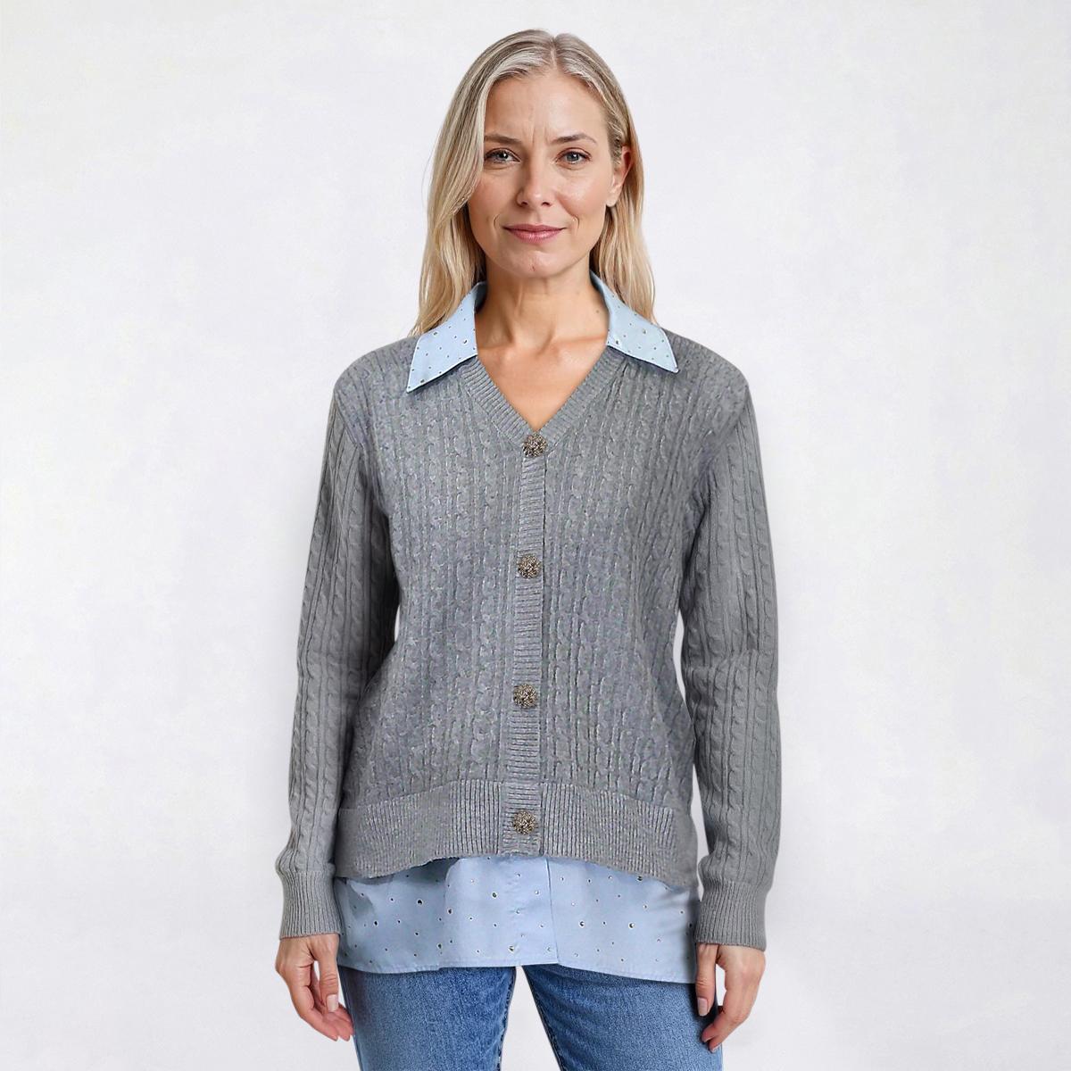 Click here for Womens Nanette Lepore Faux Button Cable Knit Two I... prices