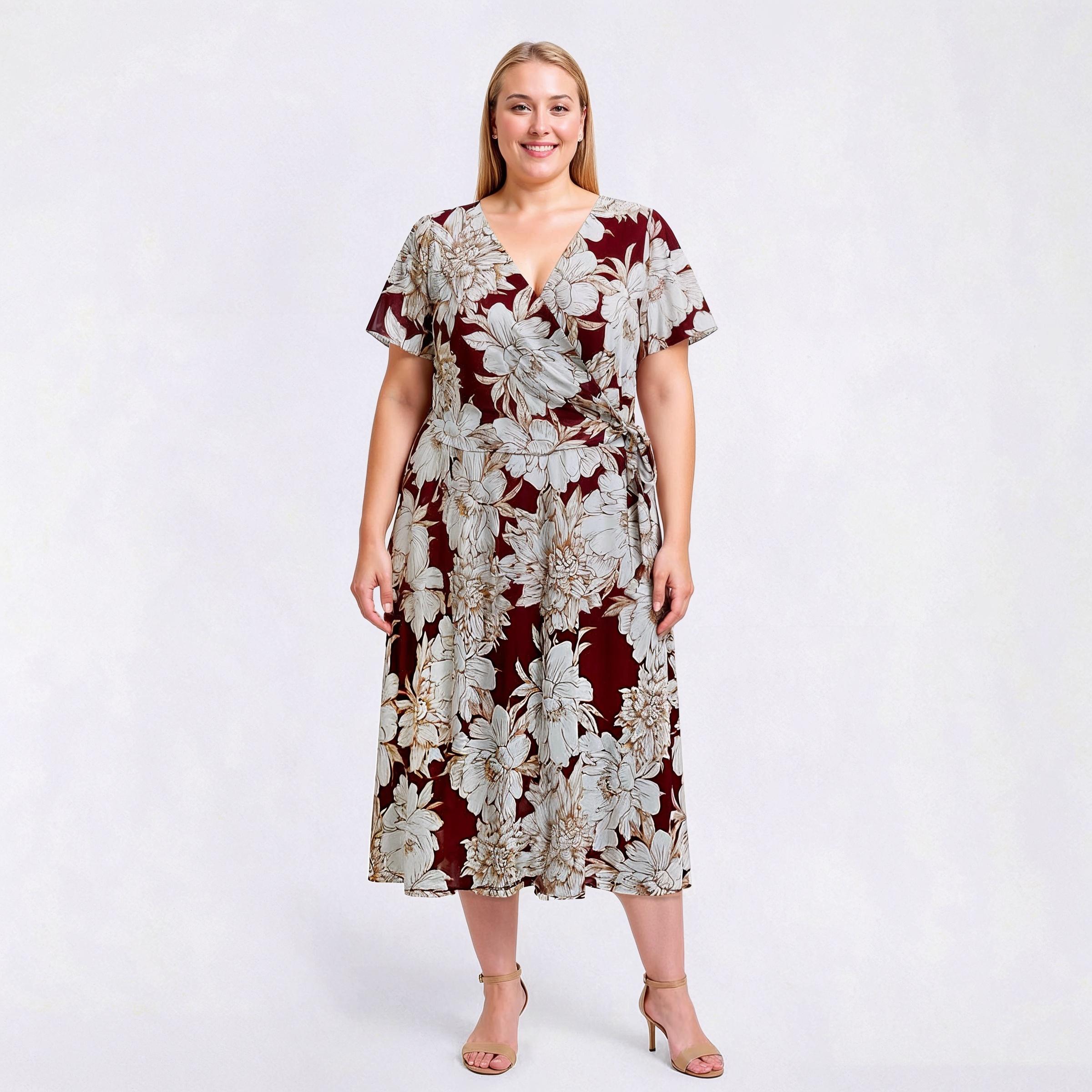 Click here for Plus Size Luxology Flutter Sleeve Floral Maxi Dres... prices