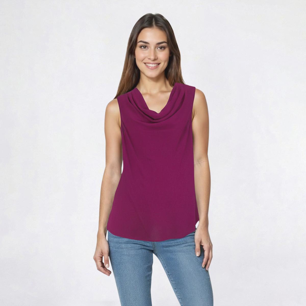 Click here for Womens Kasper Sleeveless Drape Neck Blouse prices