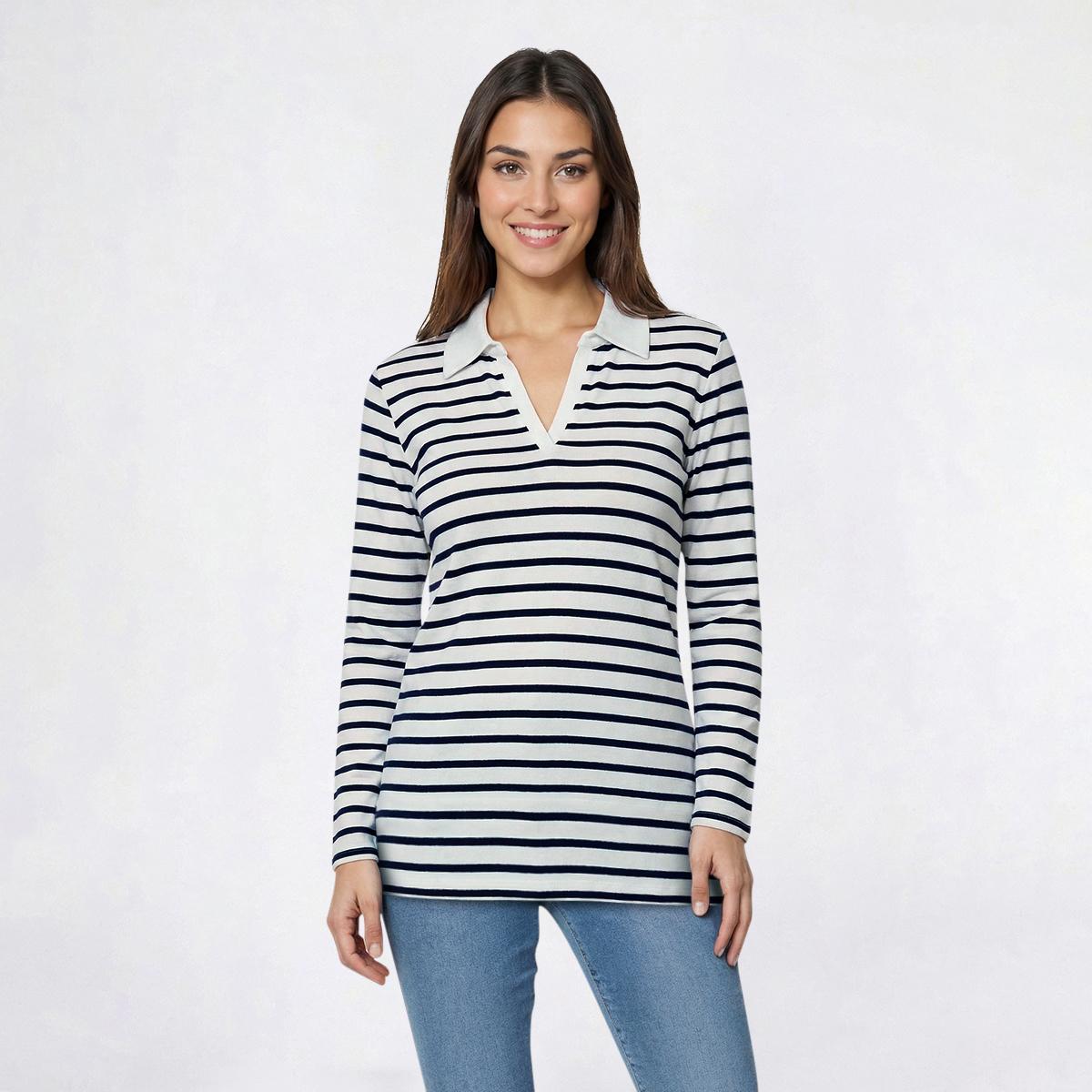 Click here for Petite Hasting & Smith 3/4 Sleeve Stripe Pullover... prices