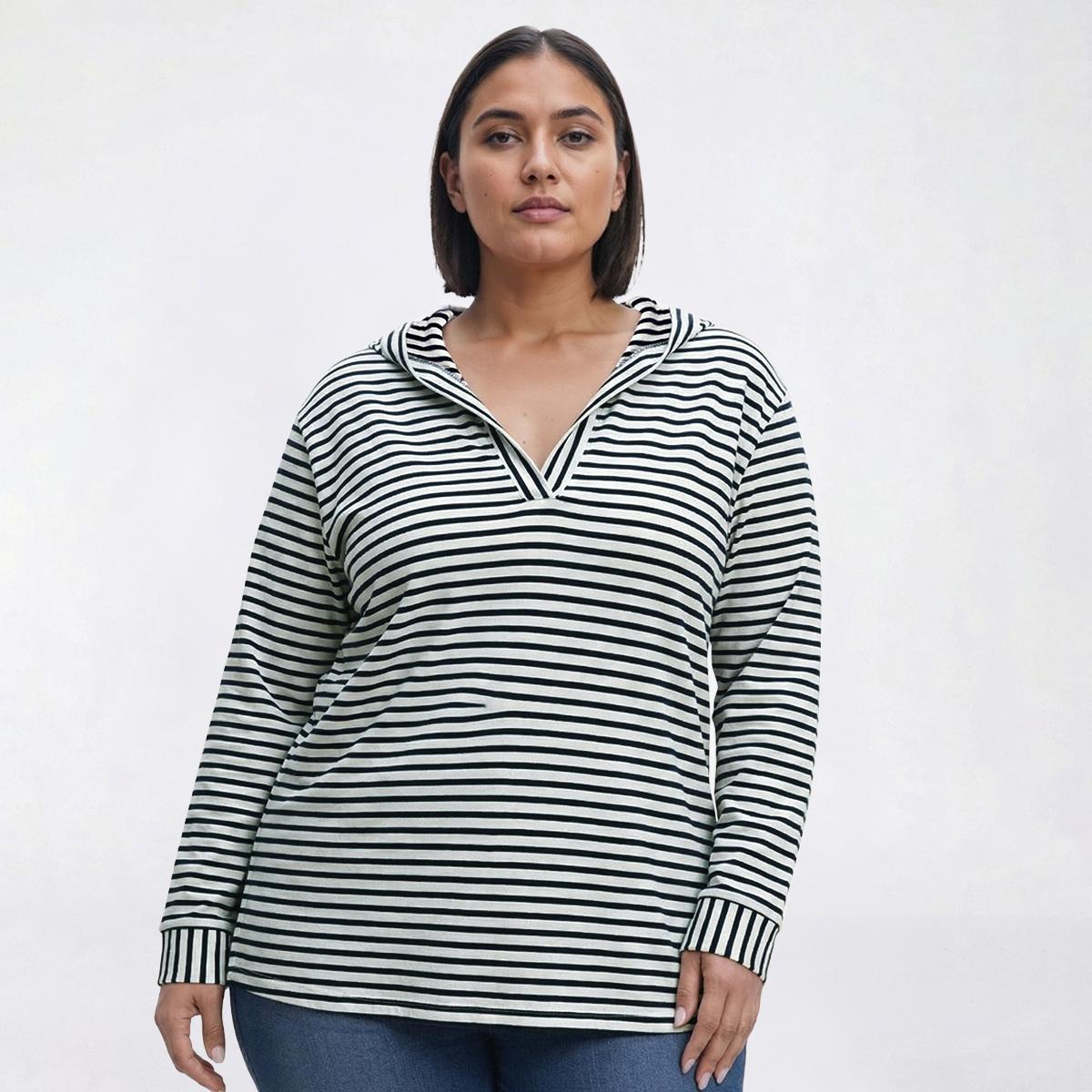Click here for Plus Size Hasting & Smith Long Sleeve Stripe Hoodi... prices