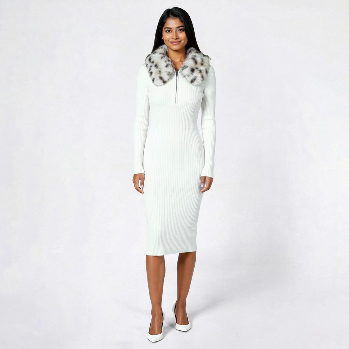 Click here for Juniors Madden Girl Leopard Faux Fur Collar 1/4 Zi... prices