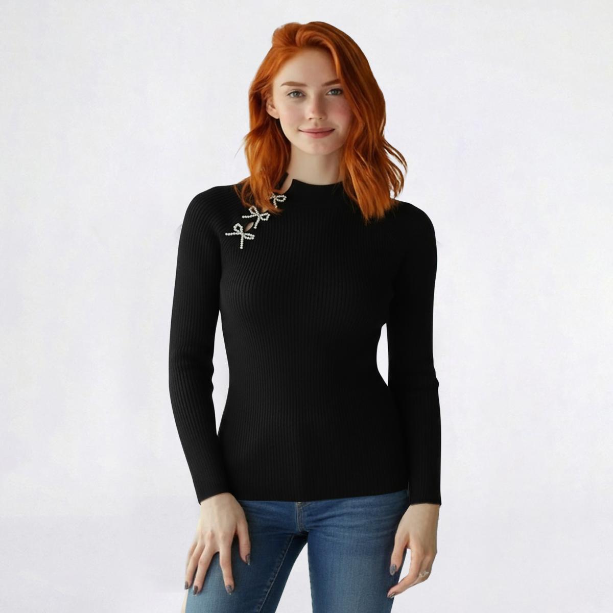 Click here for Juniors A. Byer Asymmetric Bow Mock Neck Sweater prices