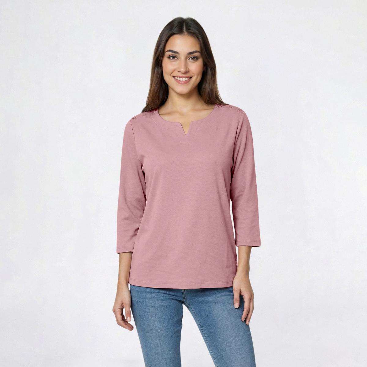 Click here for Womens Hasting & Smith Split Neck Tee with Shoulde... prices