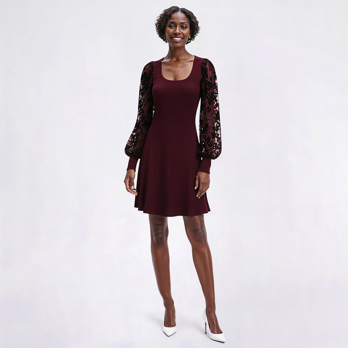 Click here for Womens Absolutely Famous Long Sleeve Floral Ribbed... prices