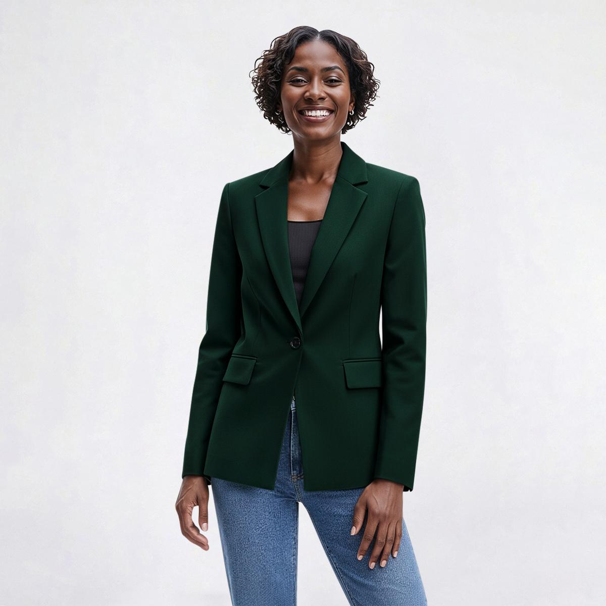 Kasper Womens One-Button Blazer  Regular & Petite - Evergreen