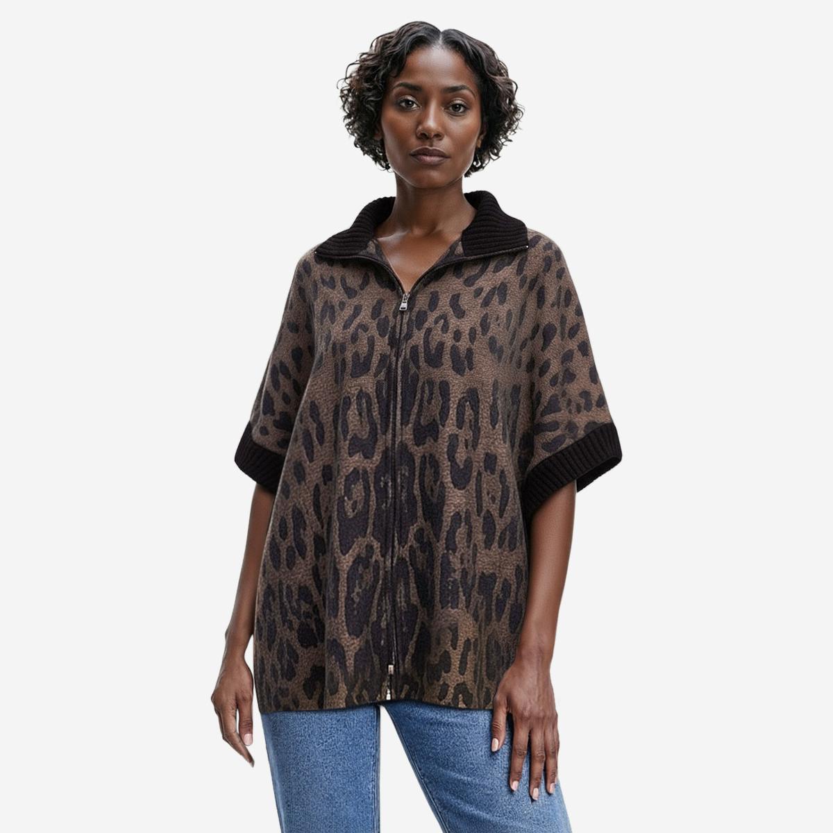 Click here for Womens Vince Camuto Animal Zip Up Cape prices