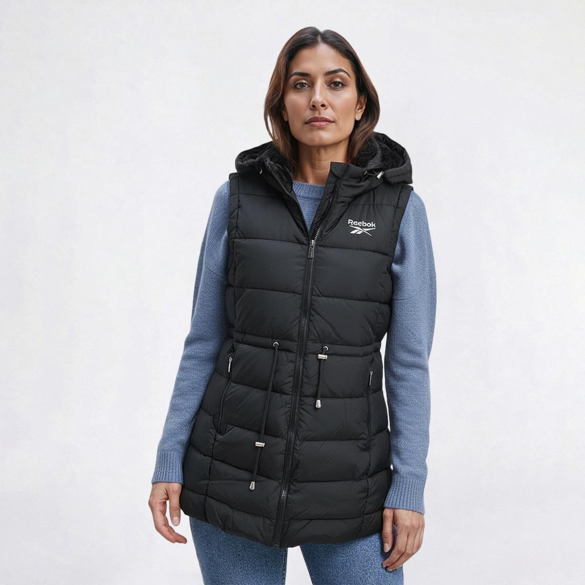 Click here for Womens Reebok Long Puffer Vest With Faux Fur Lined... prices