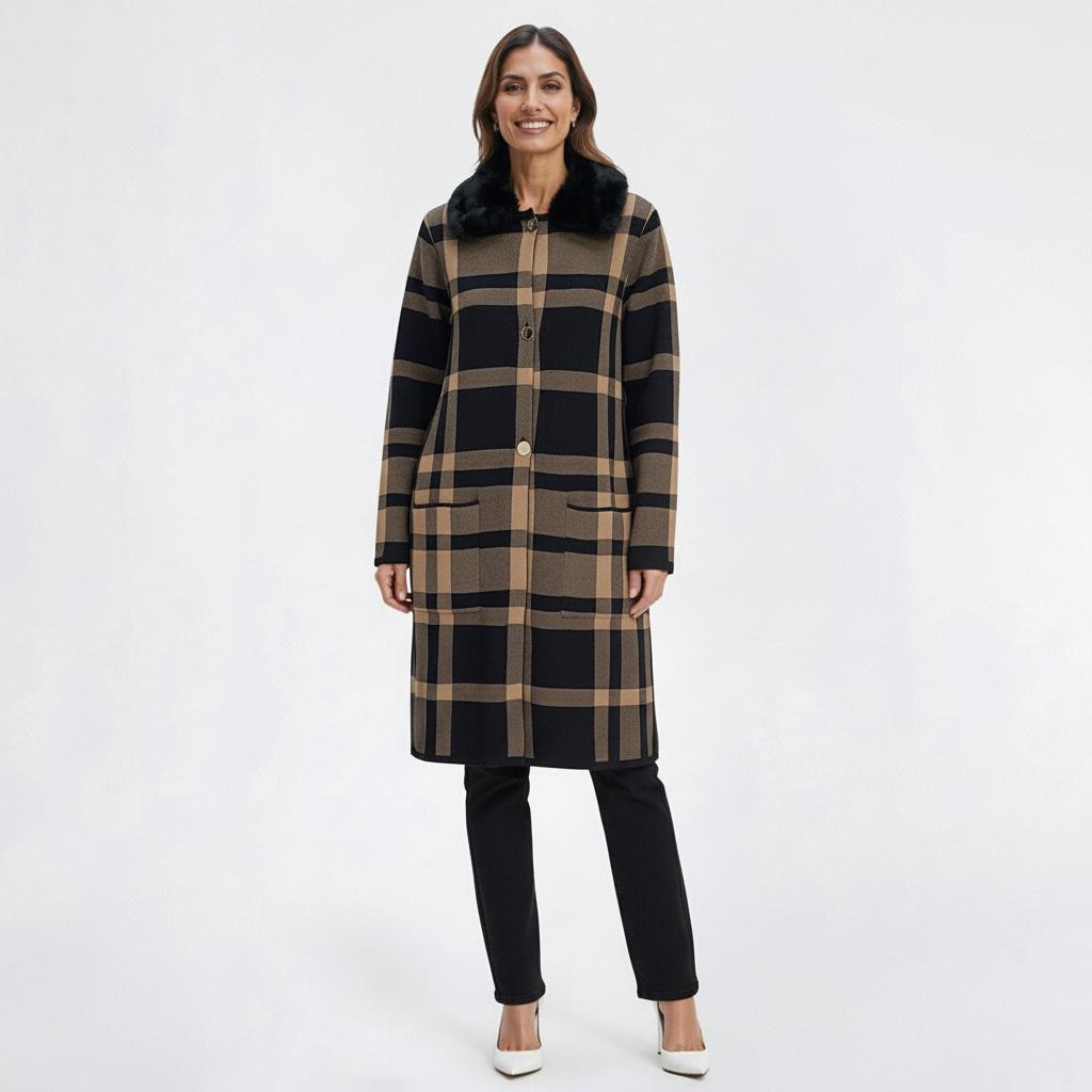 Click here for Womens Kasper Fur Collar Button Front Coatigan prices