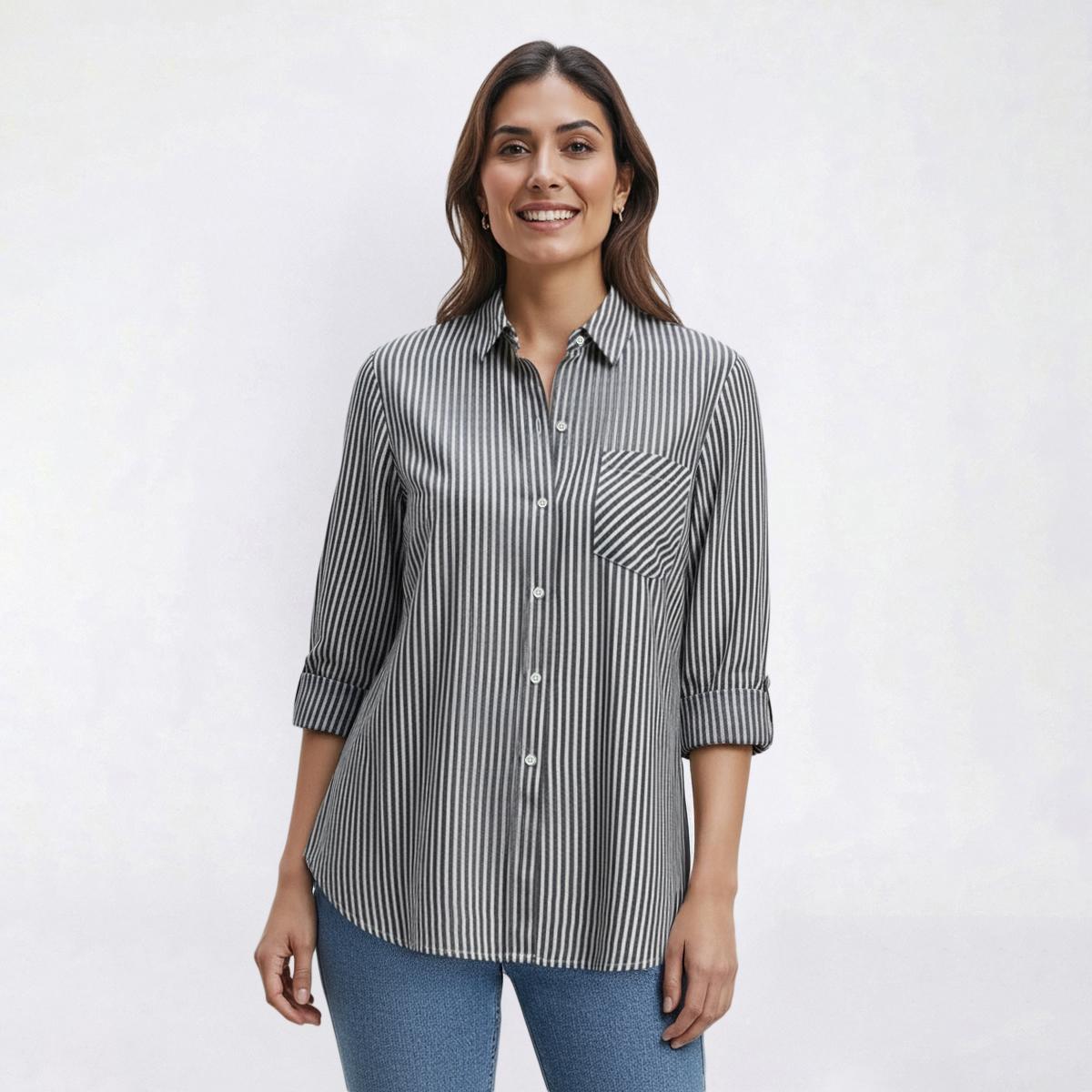 Click here for Womens Tommy Hilfiger Stripe Roll Tab Sleeve Casua... prices