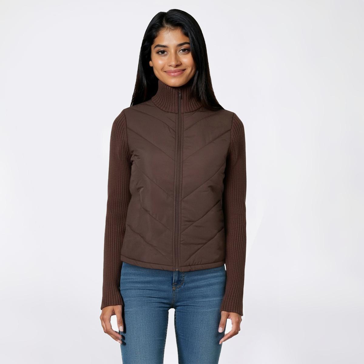 Madden Girl Juniors Madden Girl Mock Neck Sweater with Puffer Zip Vest ...