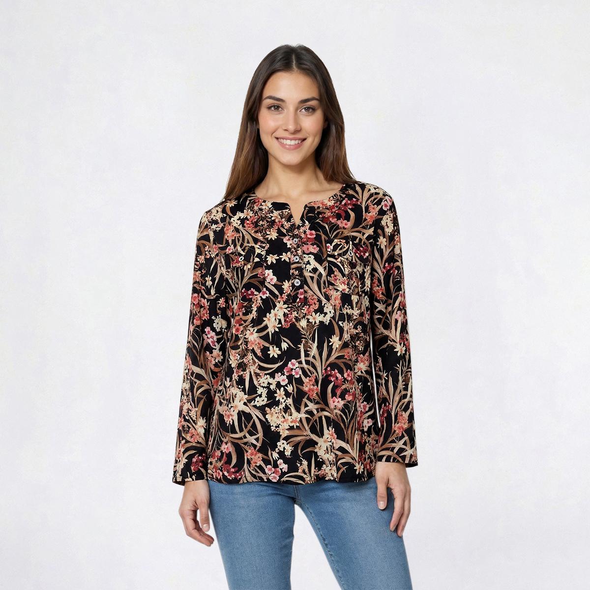 Click here for Petite Hasting & Smith 3/4 Sleeve Floral Vine Henl... prices