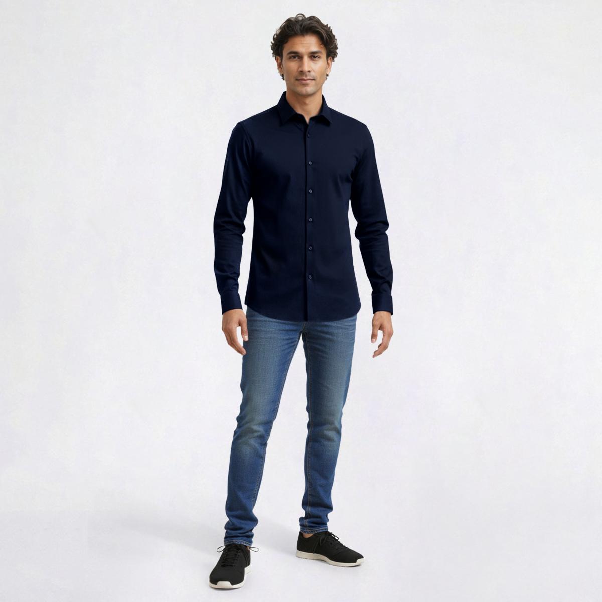 Click here for Mens Tom Baine Slim Fit Textured Dress Shirt - Bla... prices