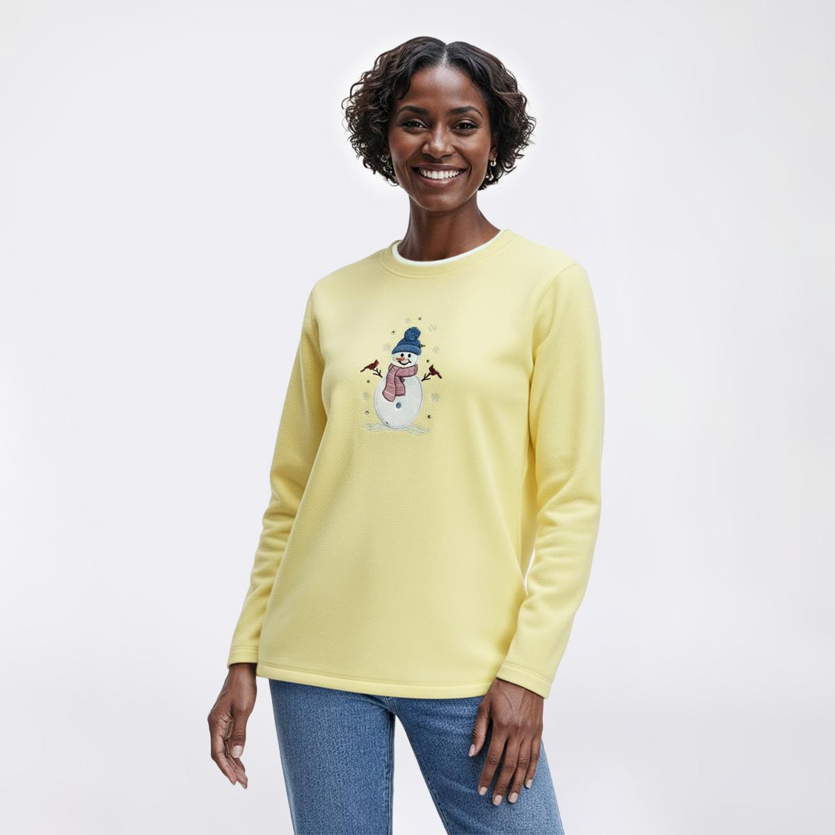 Click here for Petite Bonnie Evans Snowman & Cardinal Polar Fleec... prices