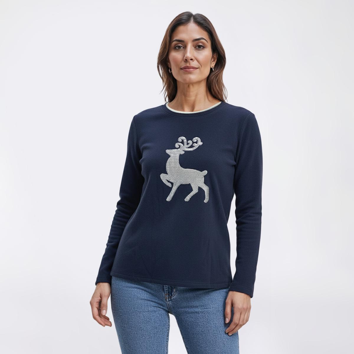 Click here for Petite Bonnie Evans Sequin Reindeer Polar Fleece S... prices