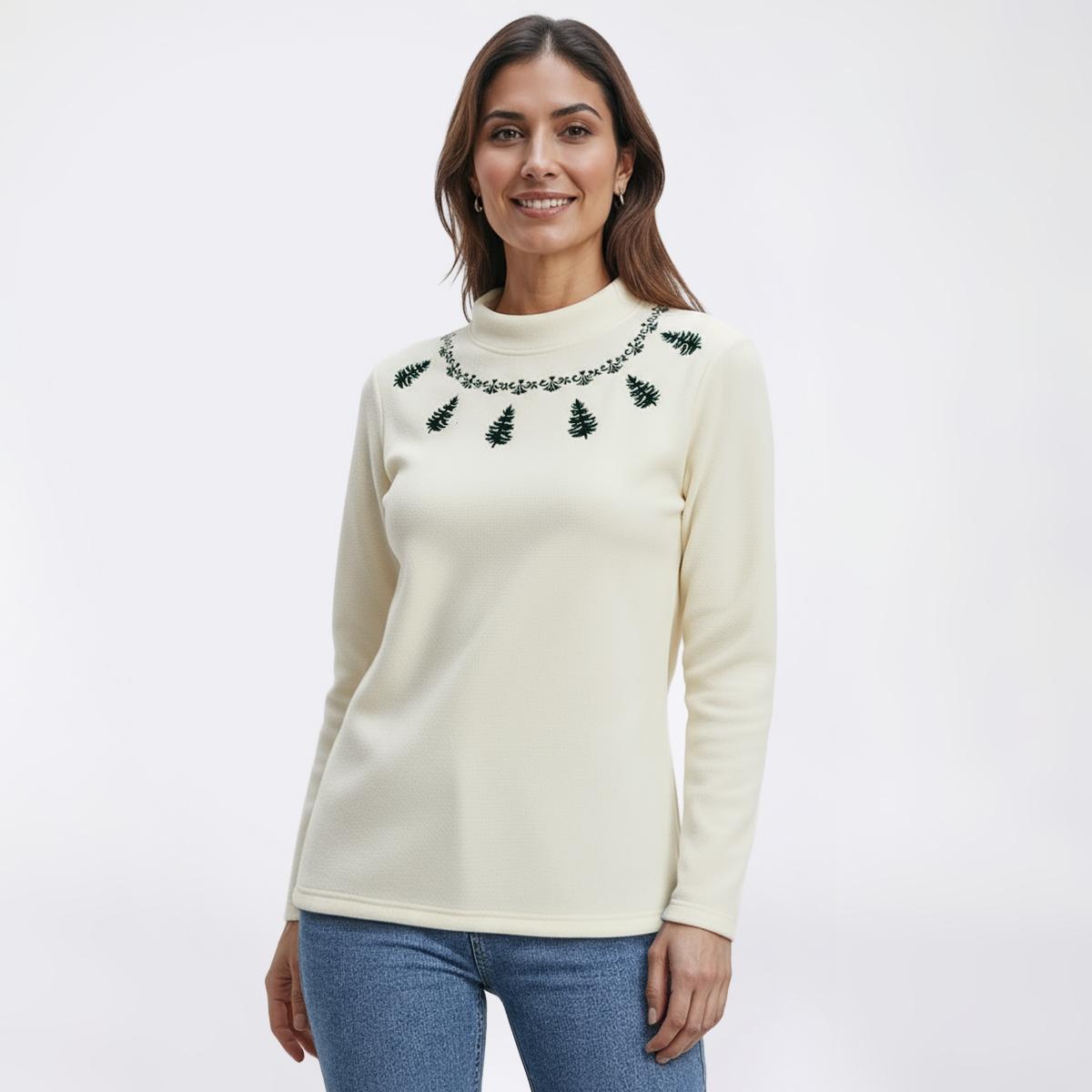 Click here for Petite Bonnie Evans Tree Fair Isle Polar Fleece Sw... prices