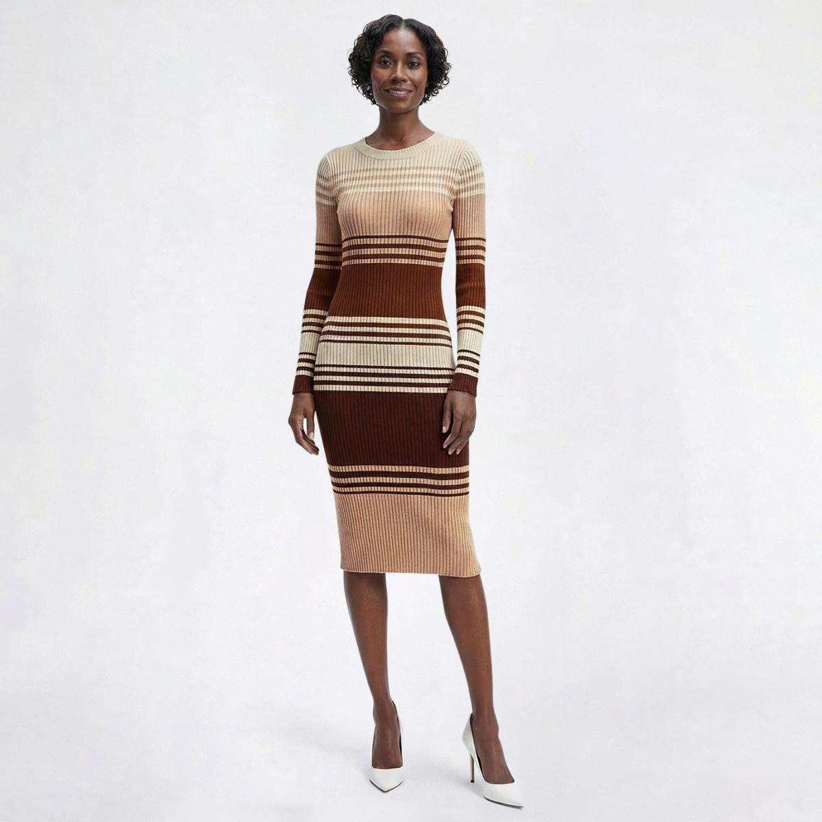 Click here for Womens Harlow & Rose Long Sleeve Ribbed Stripe Swe... prices