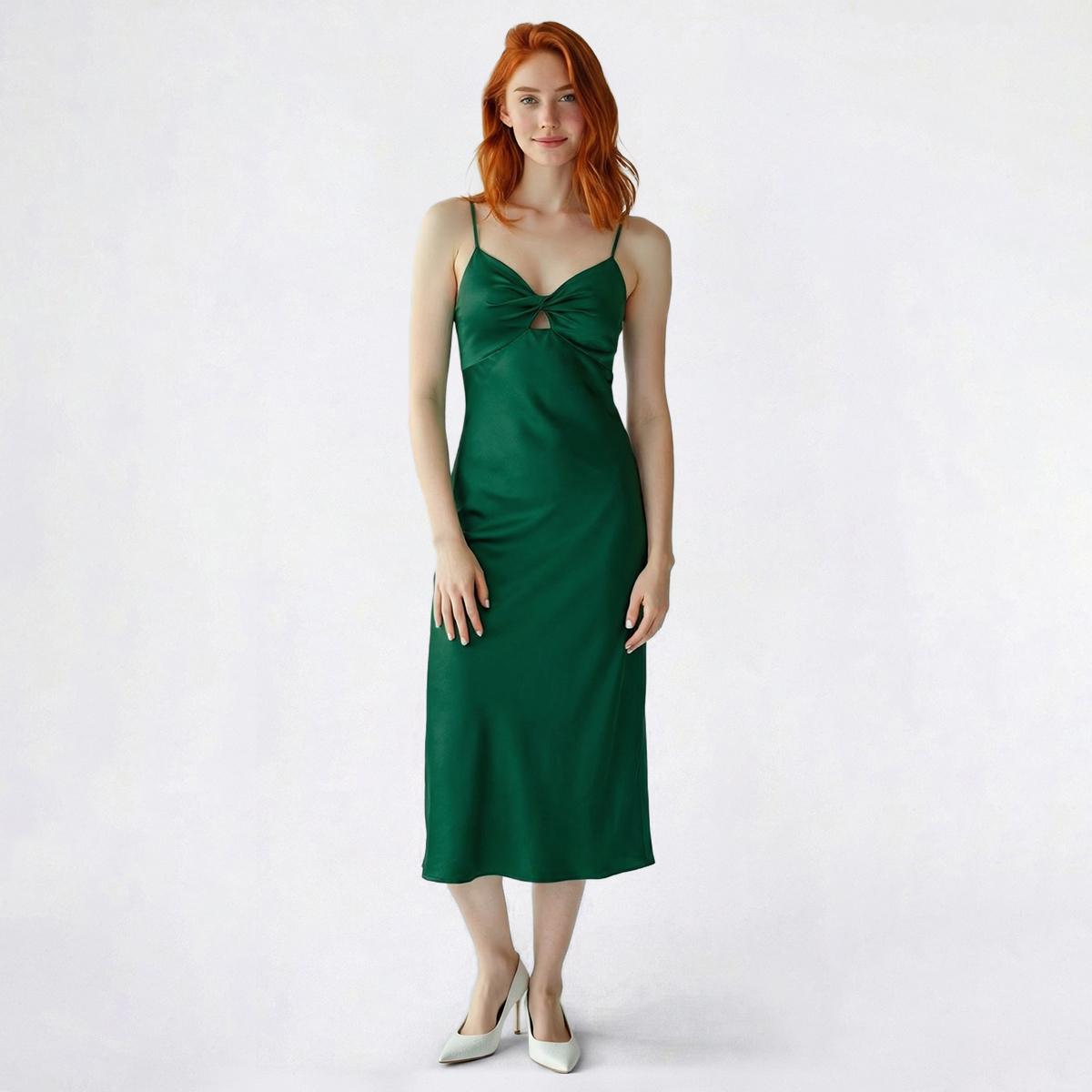 Click here for Juniors Emerald Sundae Satin Twist Front X-Back Mi... prices