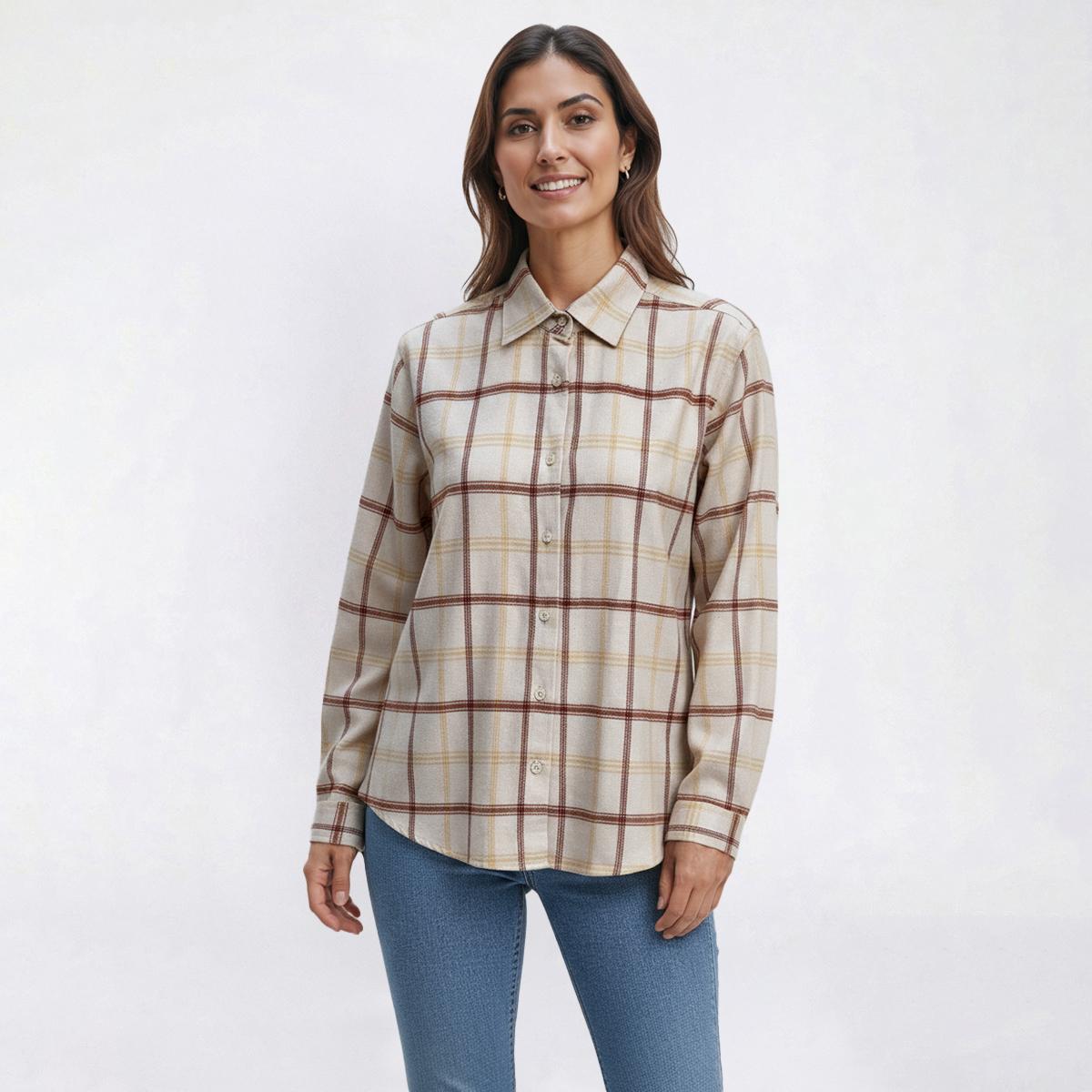 Click here for Womens Mountain Ridge Plaid Button Down Flannel -... prices