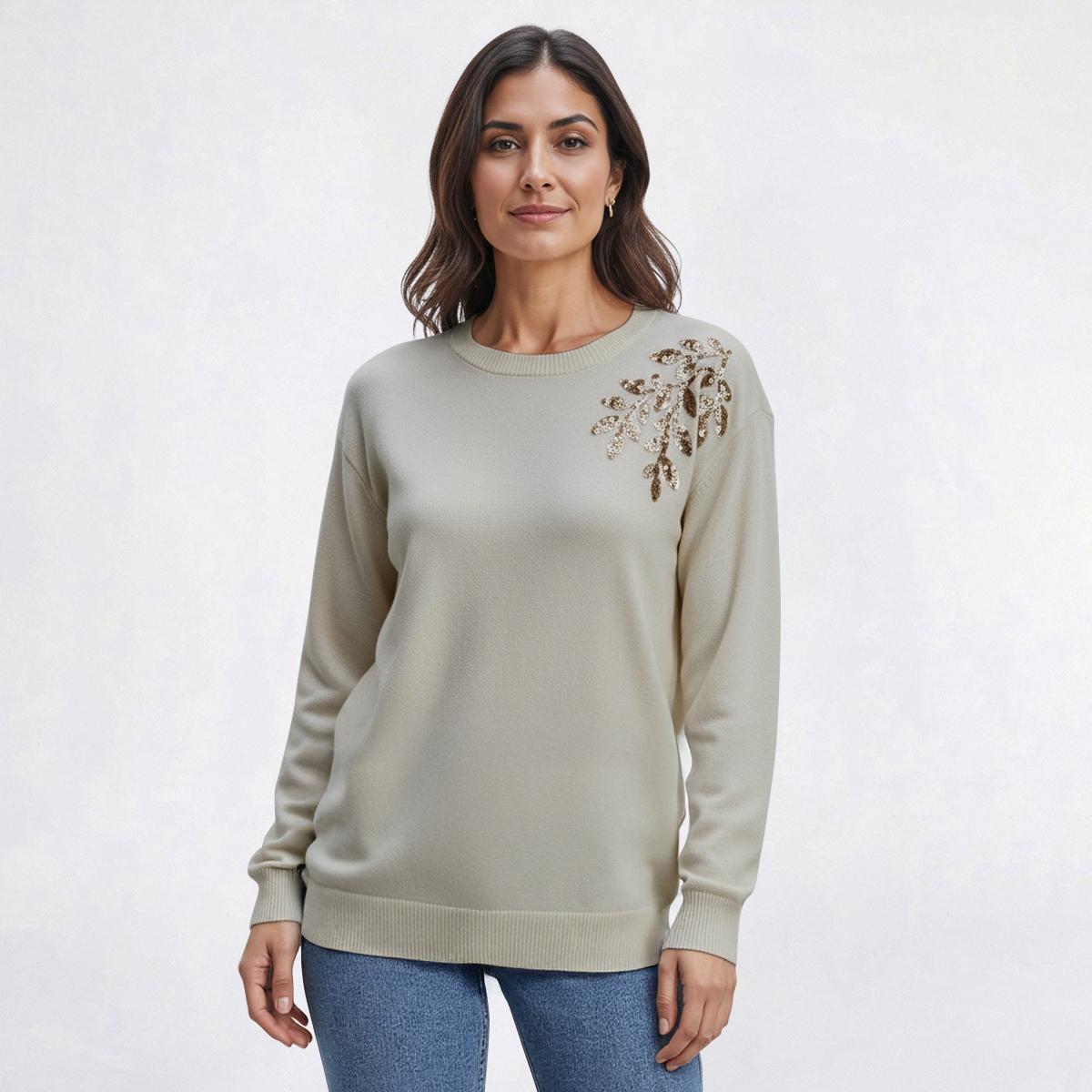 Click here for Womens Emily Daniels Long Sleeve Gold Sequin Branc... prices