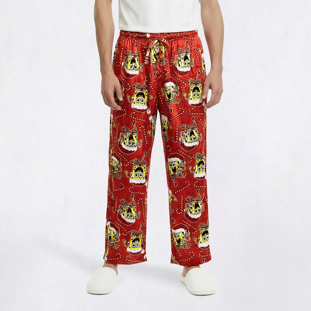 Click here for Mens SpongeBob Christmas Candy Cane Silky Fleece P... prices