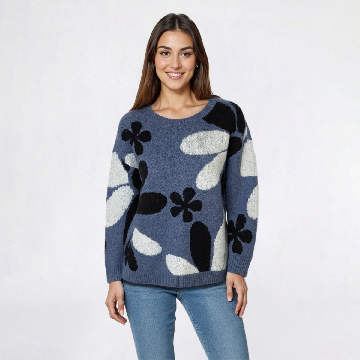 Click here for Womens Hanna & Gracie Long Sleeve Instarsia Floral... prices