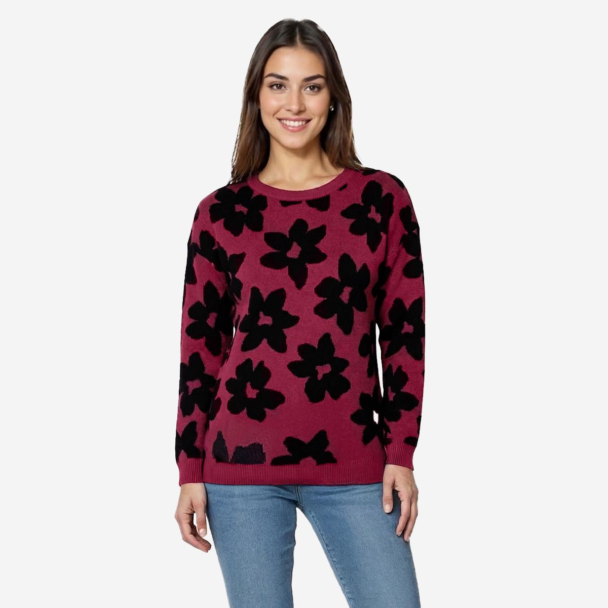 Click here for Womens Hanna & Gracie Long Sleeve Instarsia Floral... prices