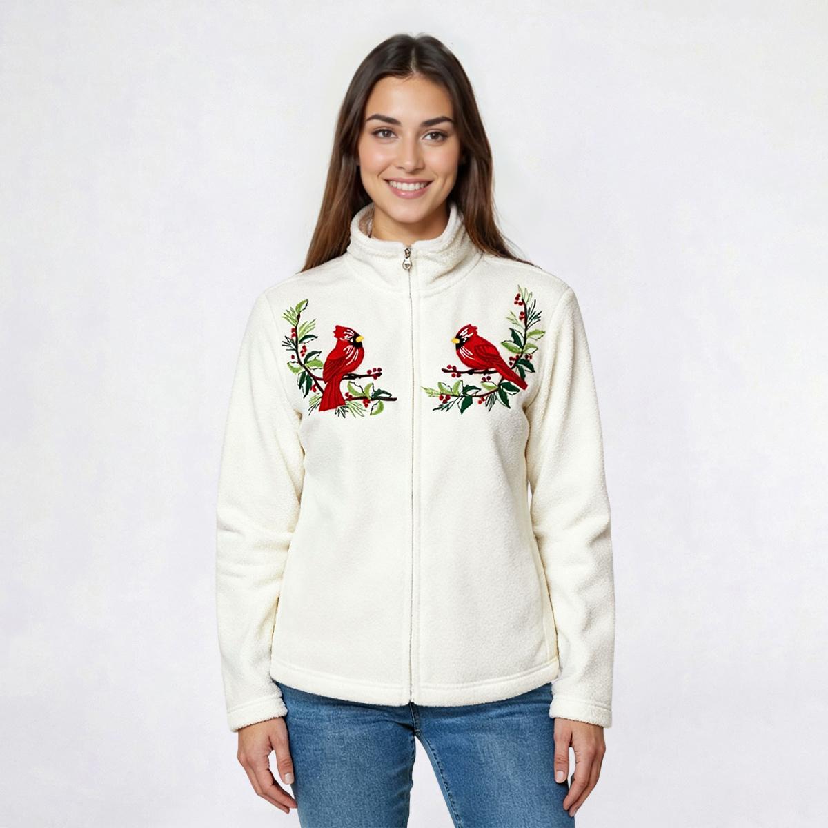 Click here for Petite Hasting & Smith Holiday Cardinal Fleece Jac... prices
