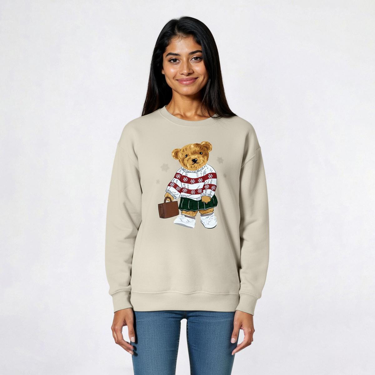 Click here for Juniors No Comment Graphic Winter Bear Crew Neck S... prices