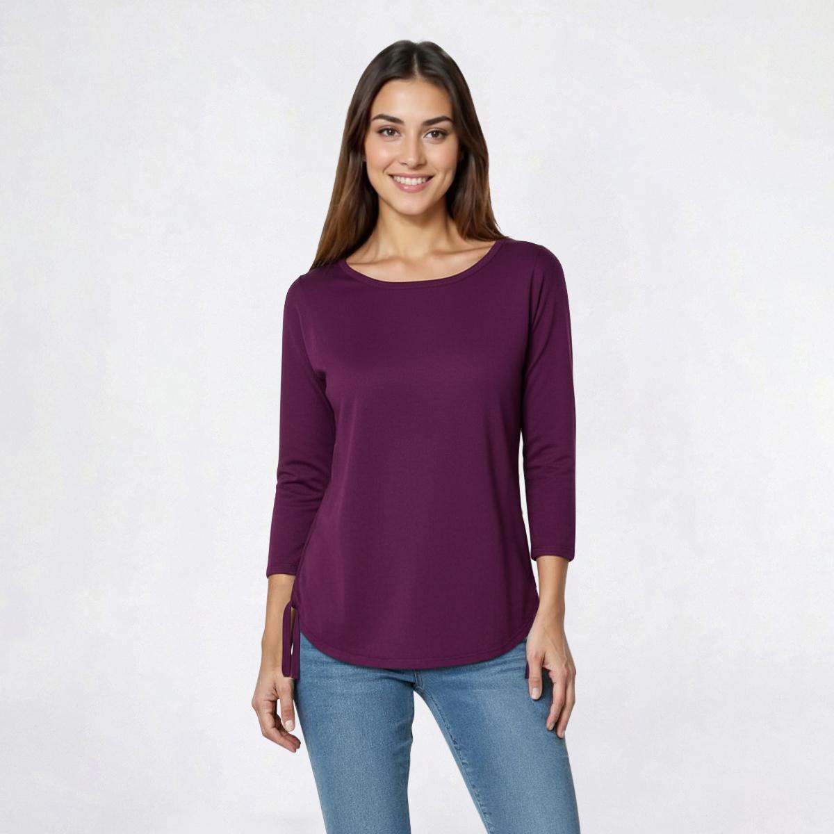 Click here for Womens Ninety Clothing 3/4 Sleeve Solid Cinch Knit... prices