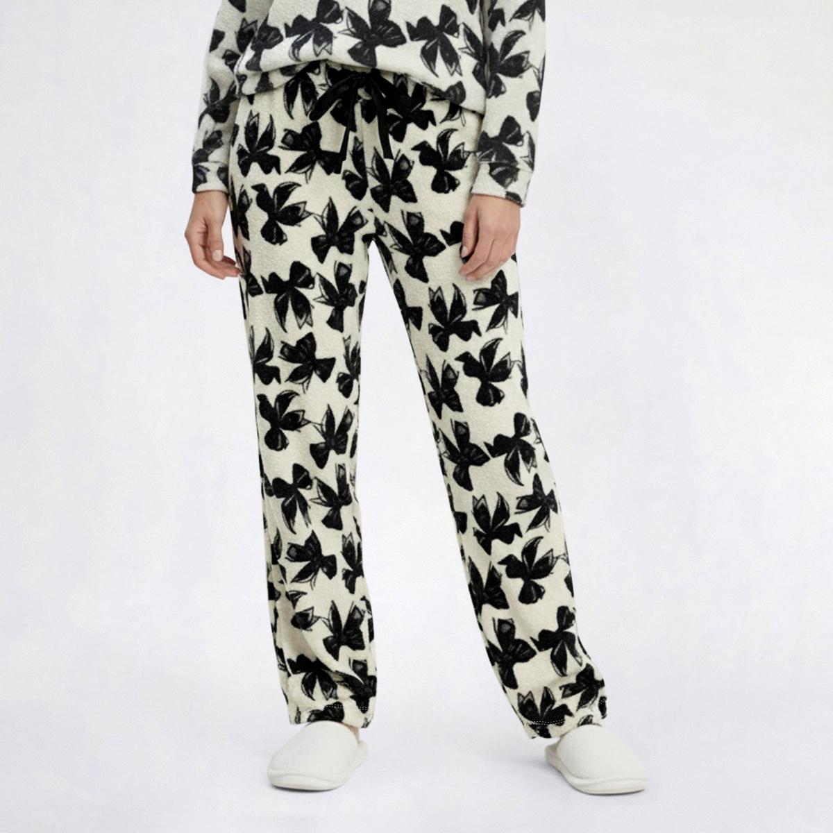 Click here for Womens Spoiled Angel Black Bows Plush Pajama Pants prices