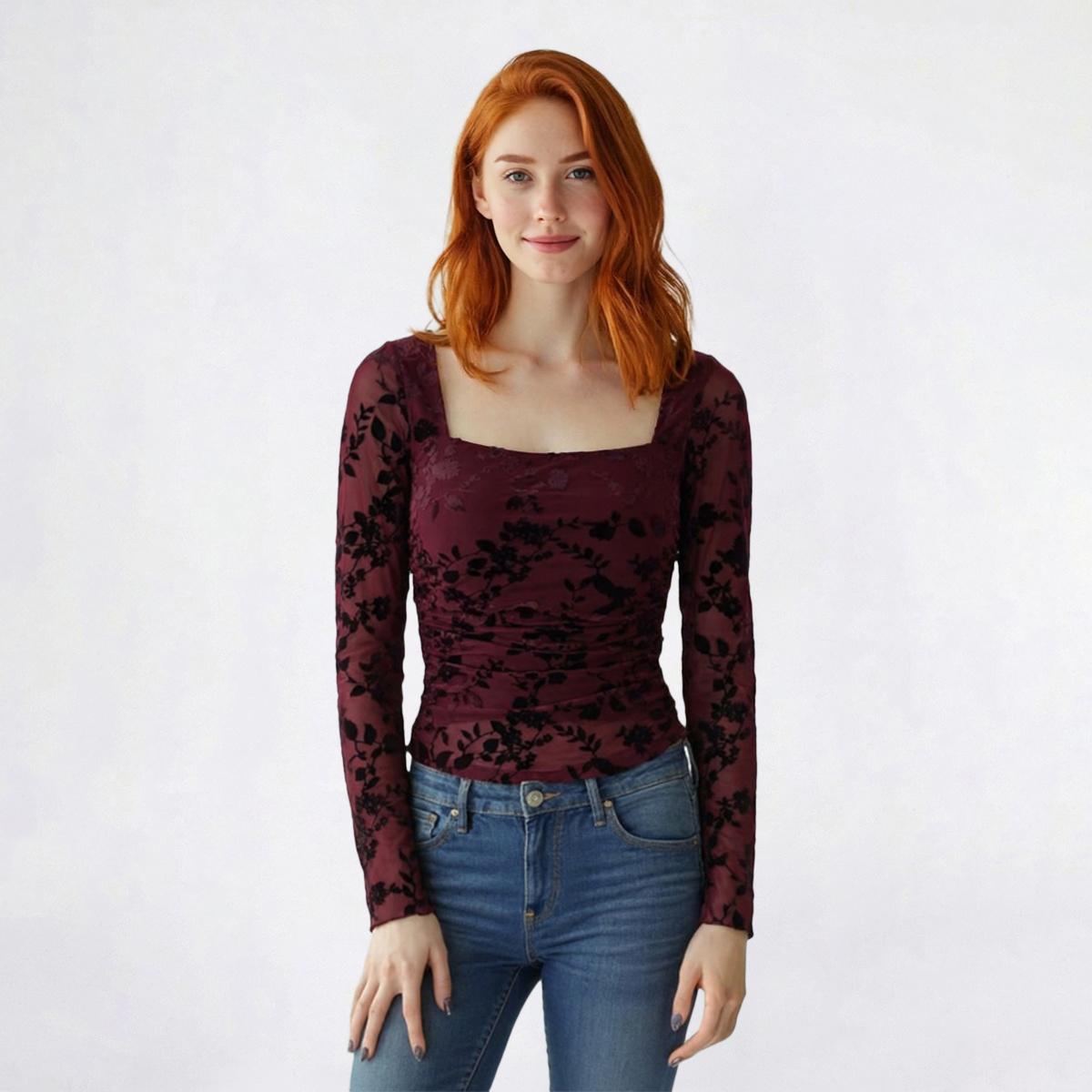 Click here for Juniors Trixxi Velvet Square Neck Bell Sleeve Ruch... prices