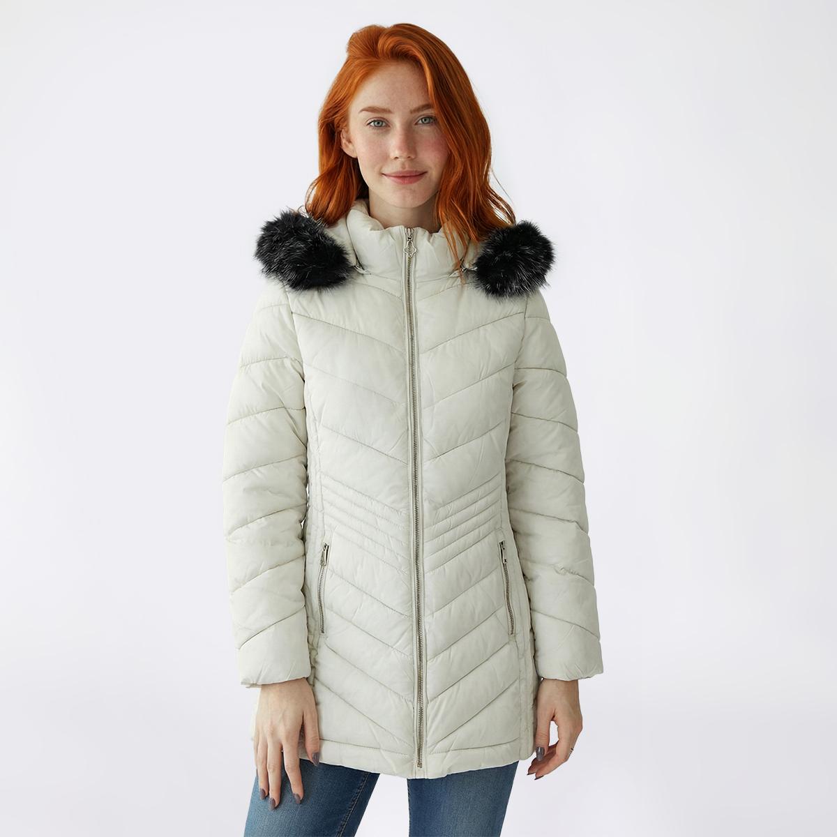 Click here for Juniors Snobbish Long Polyfill Coat with Fur Hood prices
