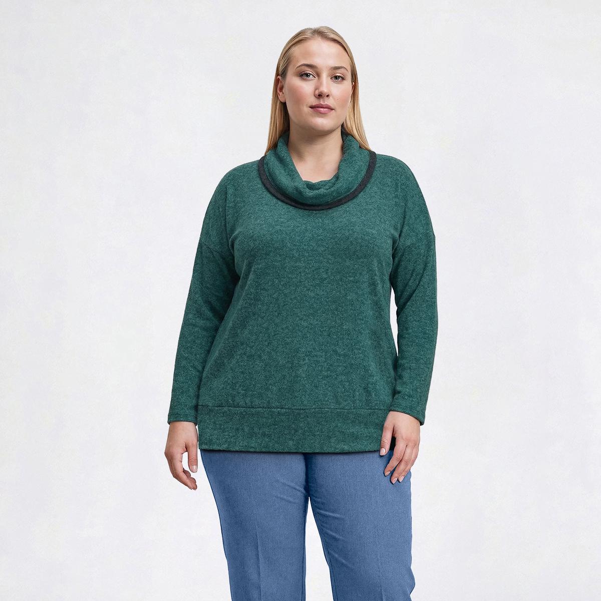 Click here for Plus Size Notations Long Sleeve Cowl Neck Lightwei... prices