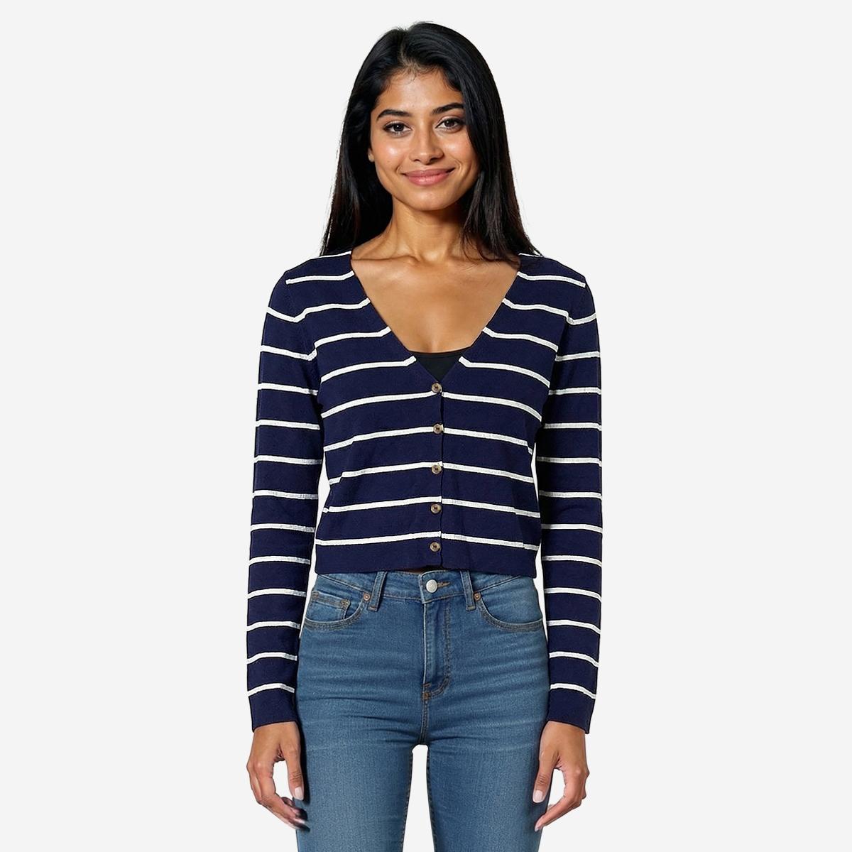 Click here for Juniors Pink Rose Stripe Button Front Cardigan prices