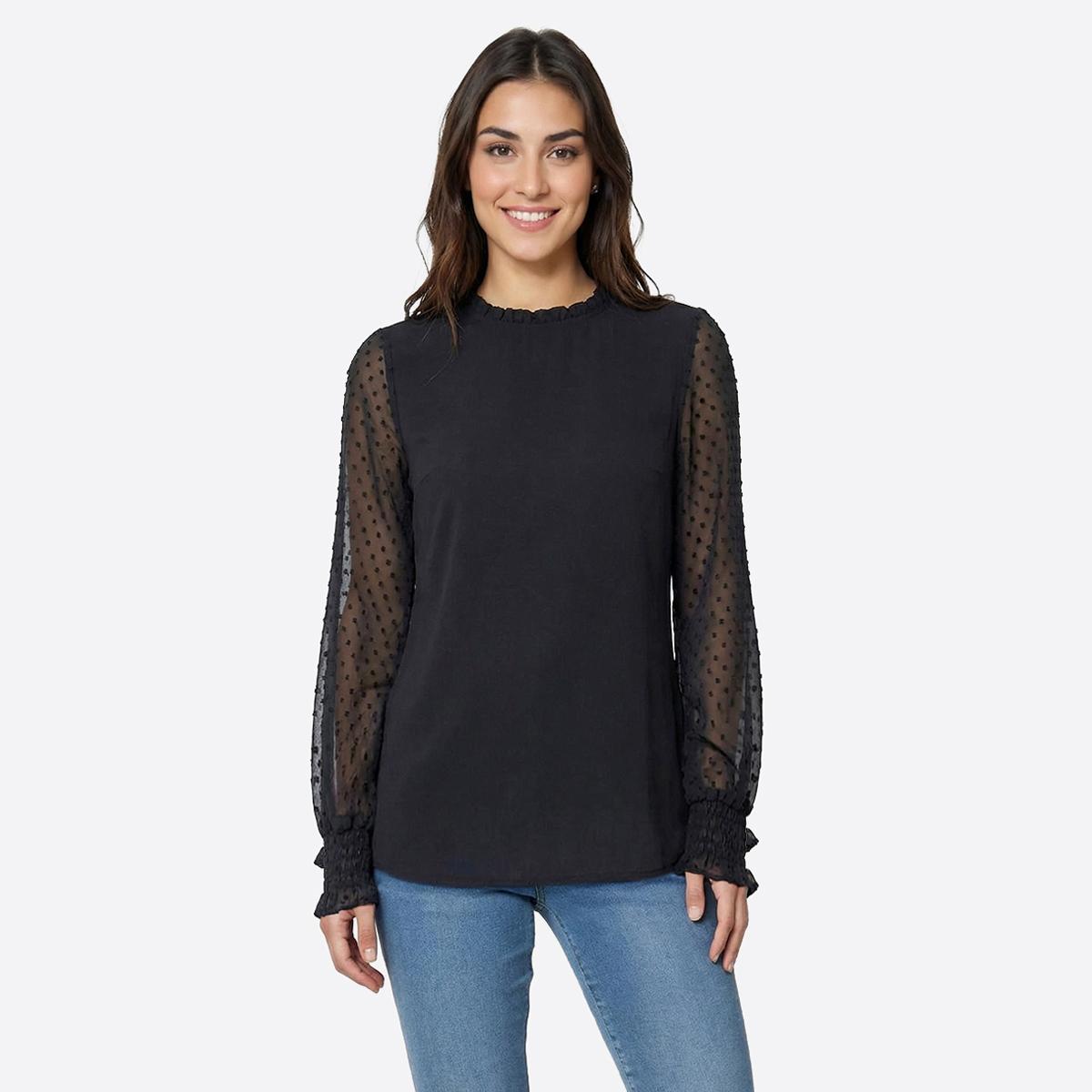 Click here for Womens Adrianna Papell Long Sleeve Clip Dot Ruffle... prices