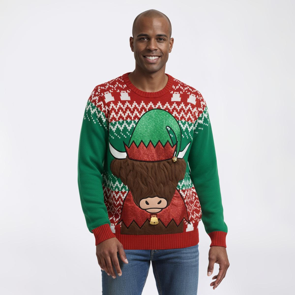 Click here for Mens Holiday Hype Ugly Christmas Highland Elf Cow... prices