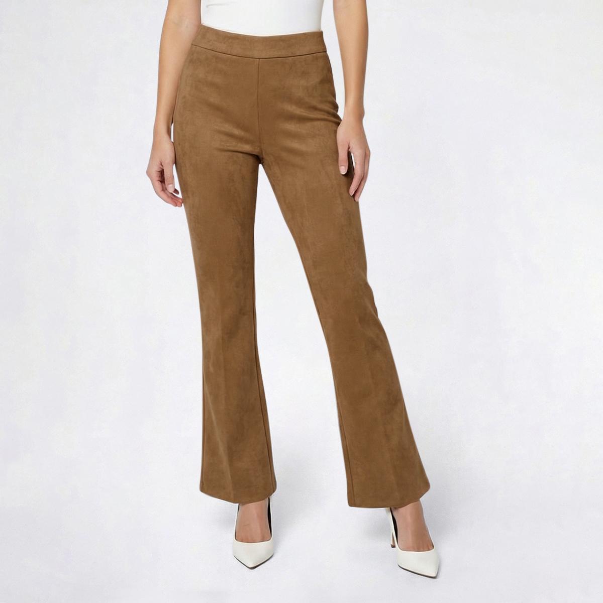 Click here for Womens Zac & Rachel Solid Flare Faux Suede Pants prices