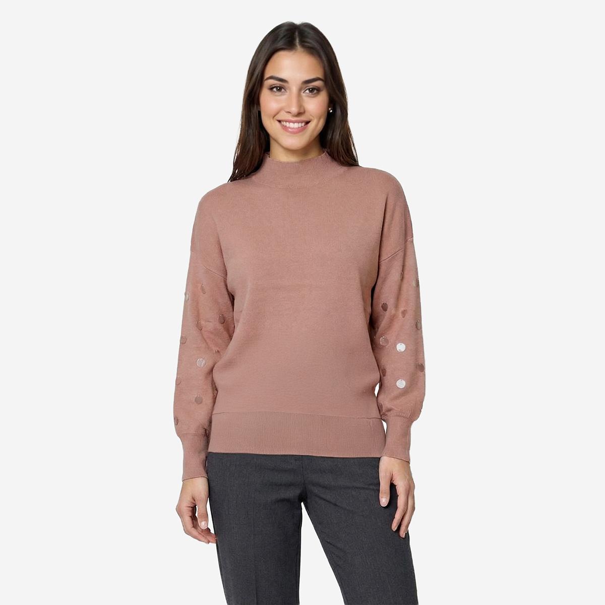 Click here for Womens Zac & Rachel Long Sleeve Sequin Sleeve Mock... prices