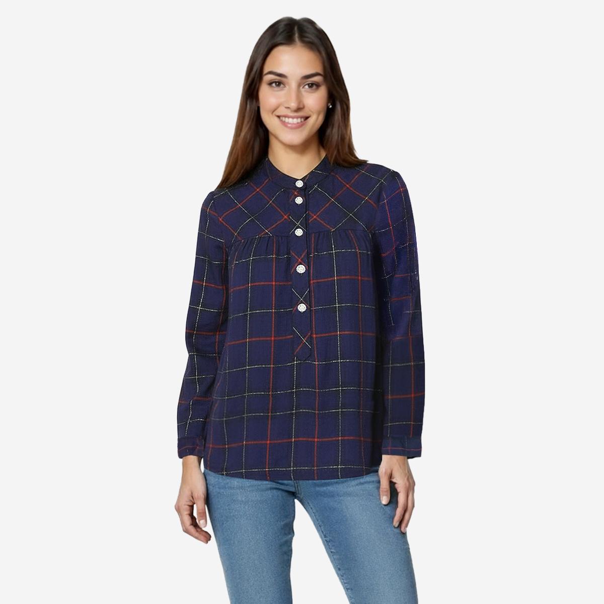 Click here for Womens Zac & Rachel Holiday Plaid Mandarin Collar... prices